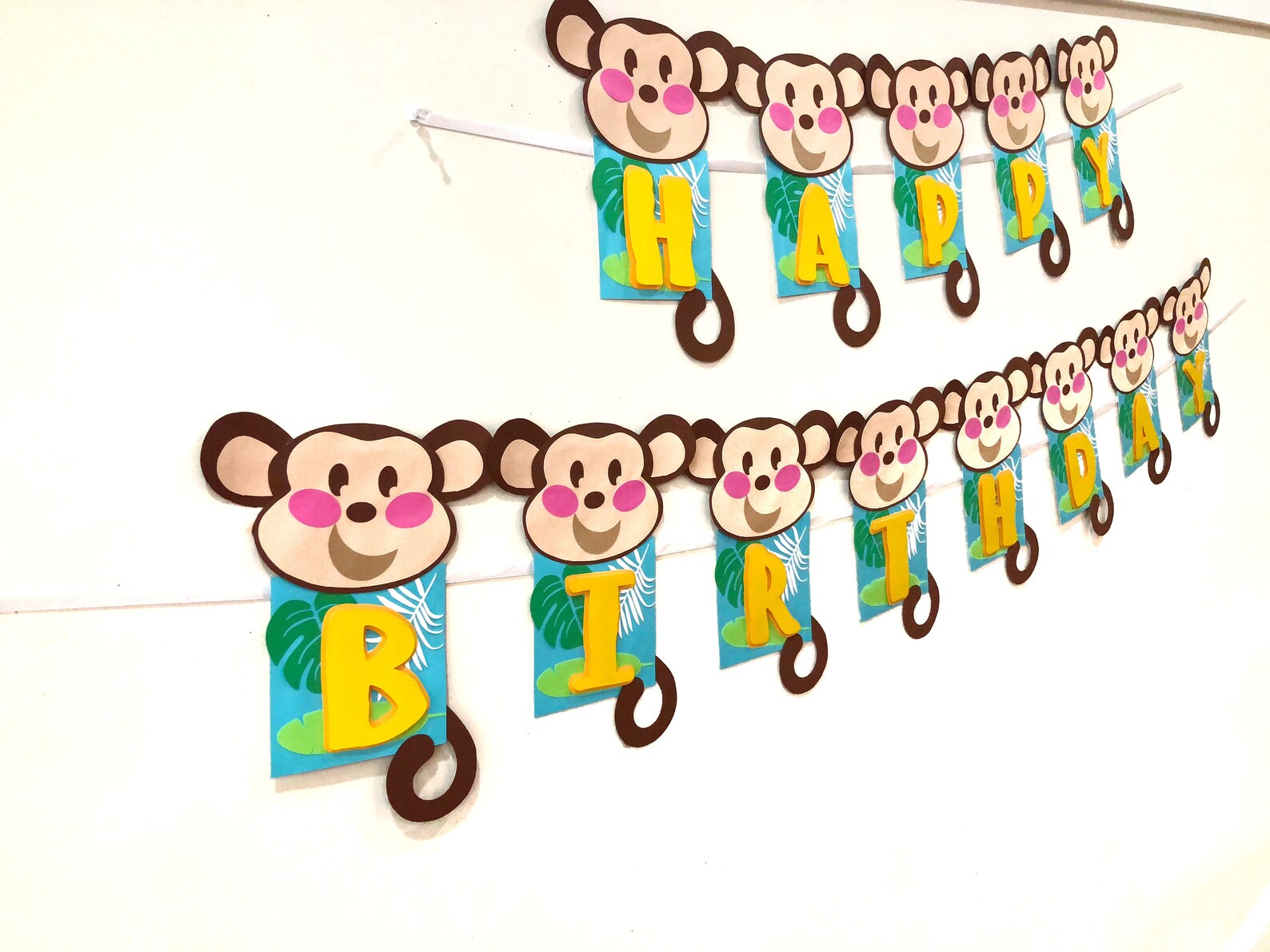 Monkey banner monkey birthday cute monkey first birthday | Etsy