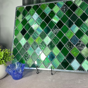 Green Stained Glass Window/ Panel Transom - Etsy
