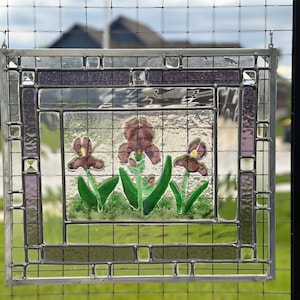 Purple Iris Stained Glass Window Panel Fused Glass Window Panel - Etsy