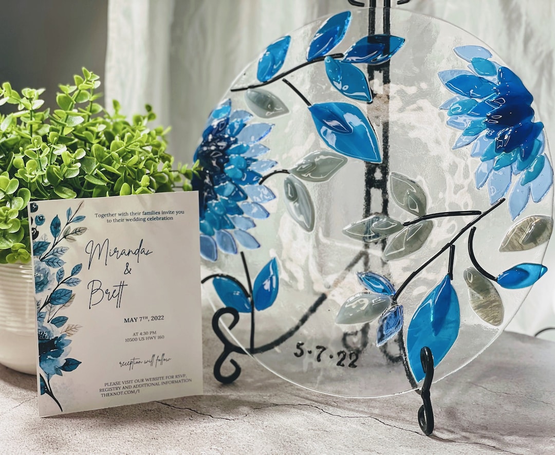 Personalized Wedding Invitation Preserved on Fused Glass. Custom ...