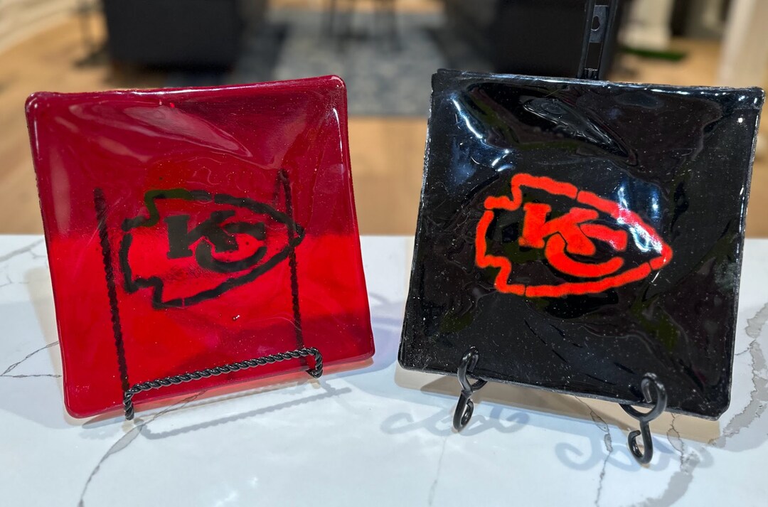 Custom Made Kansas City Chiefs Stained Glass/ Fused Glass/ Plate ...