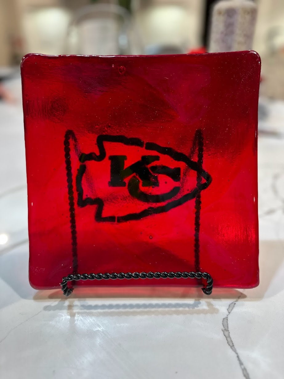 Custom Made Kansas City Chiefs Stained Glass/ Fused Glass/ Plate ...