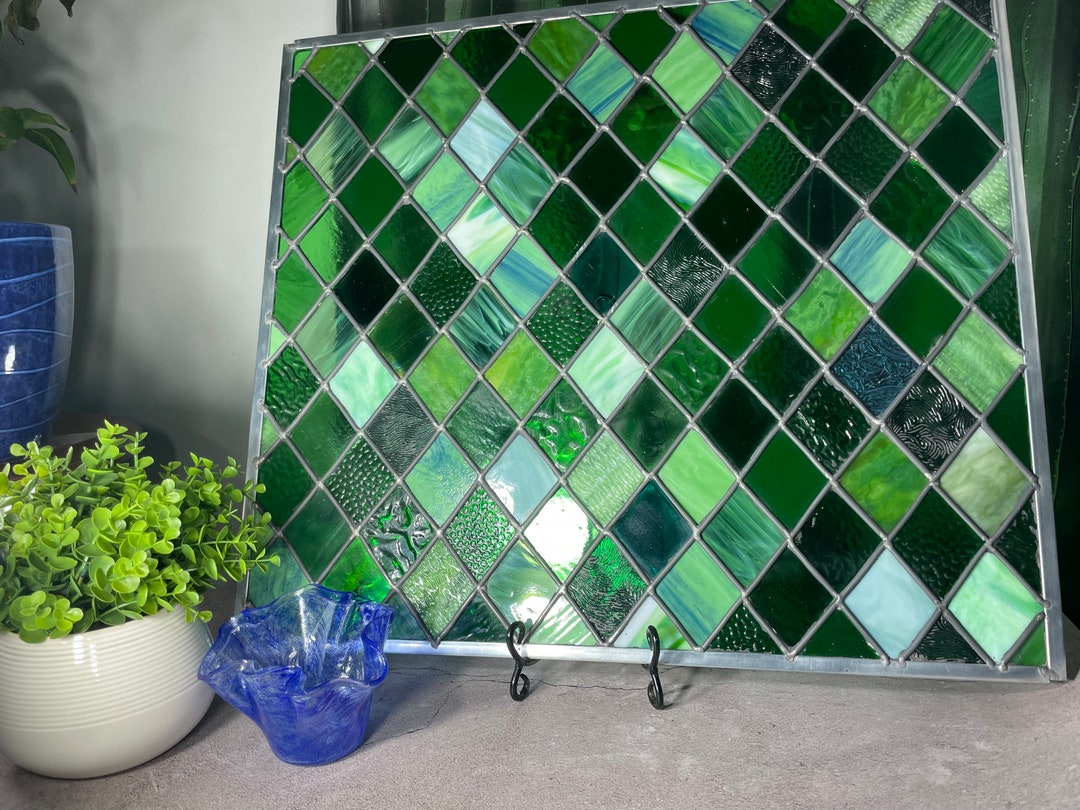 Green Stained Glass Window/ Panel Transom - Etsy