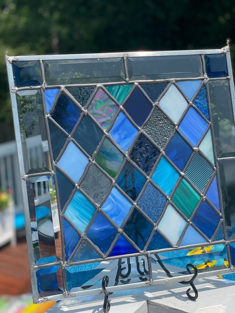 Stained glass diamond pattern panel | Etsy