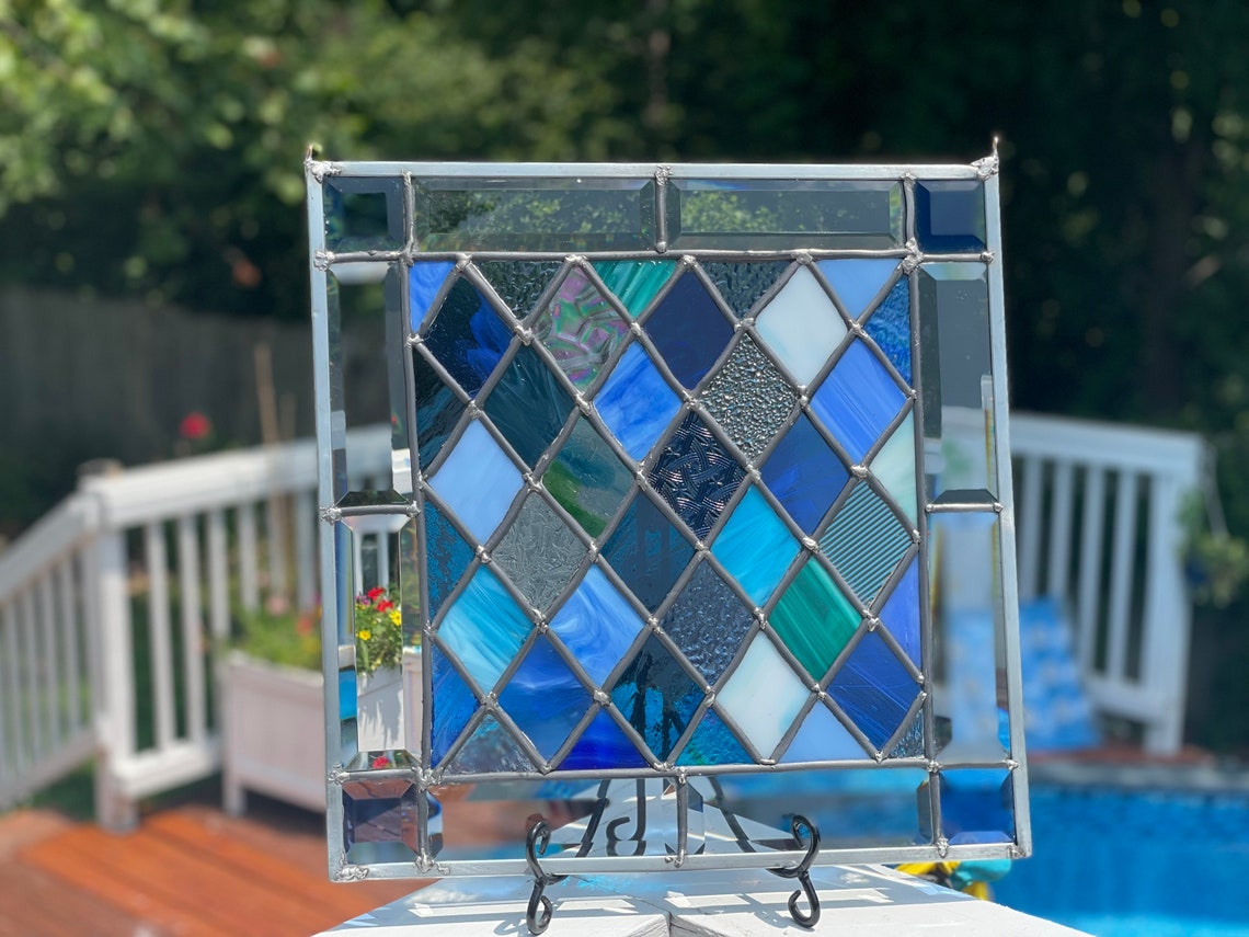 Stained Glass Diamond Pattern Panel - Etsy
