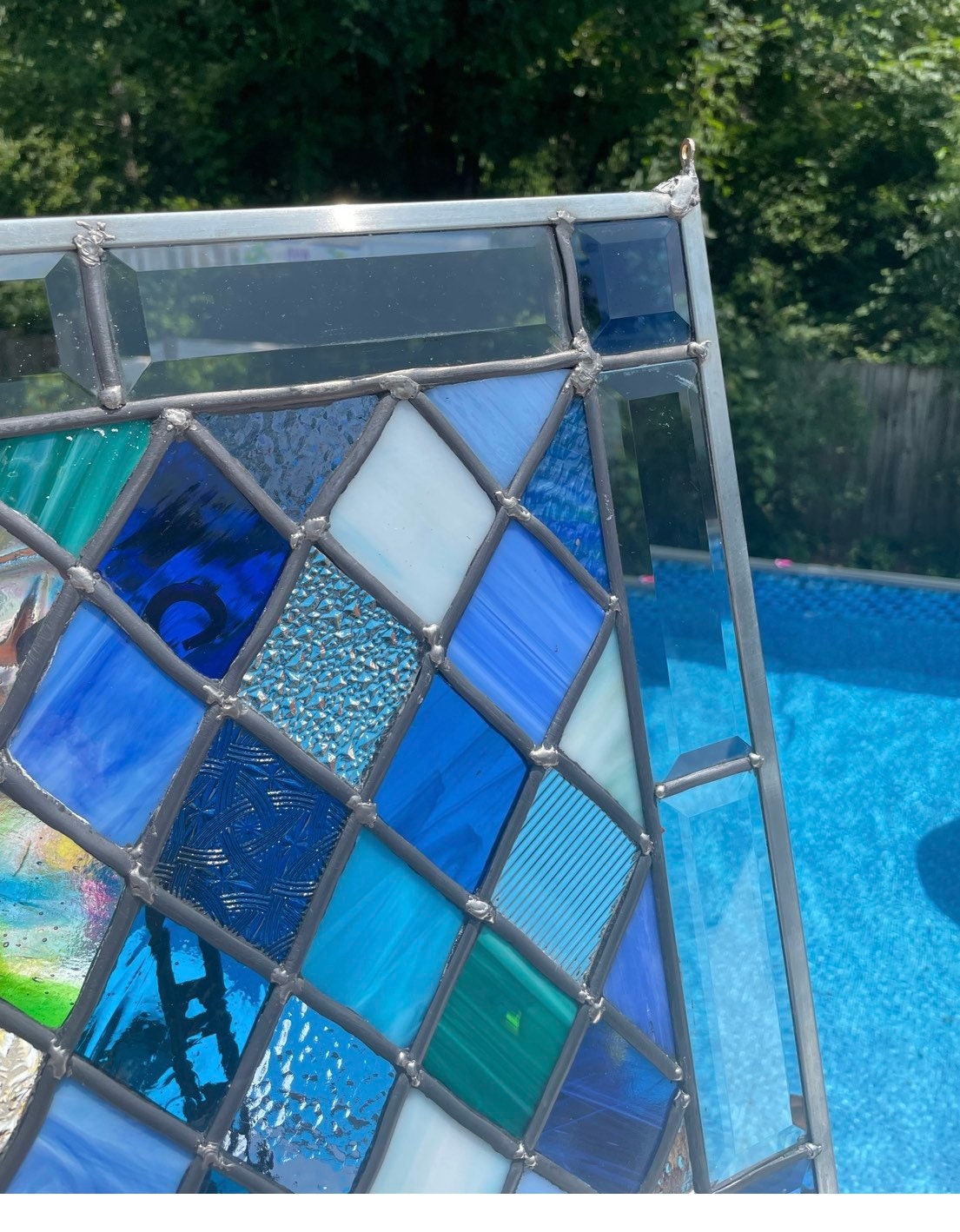 Blue and Clear Stained Glass Window/panel?transom - Etsy