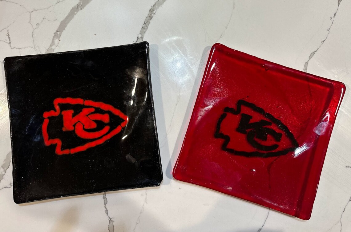 Custom Made Kansas City Chiefs Stained Glass/ Fused Glass/ Plate ...