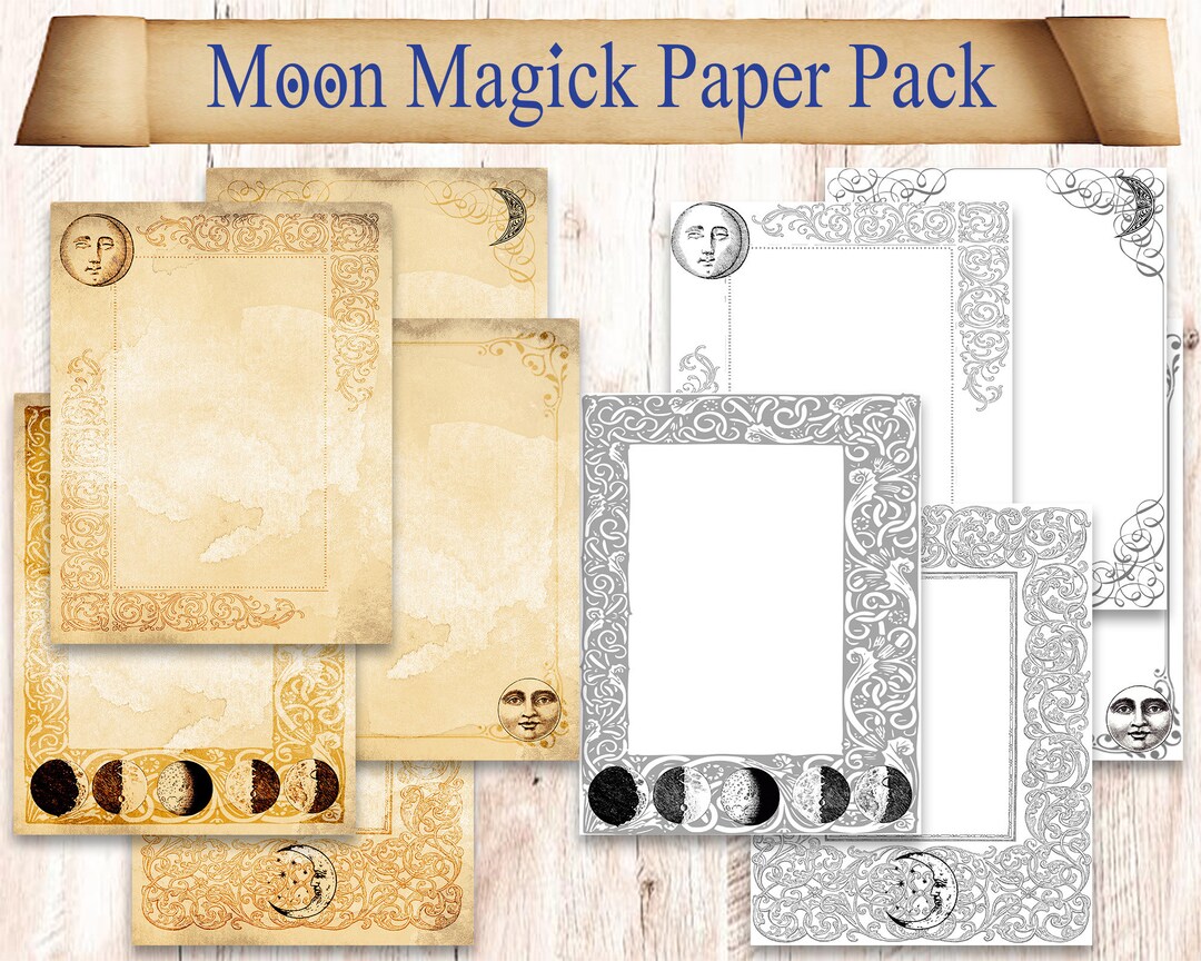 32 Digital Moon Phase Book of Shadows Sheets. Lunar Witch Journal ...