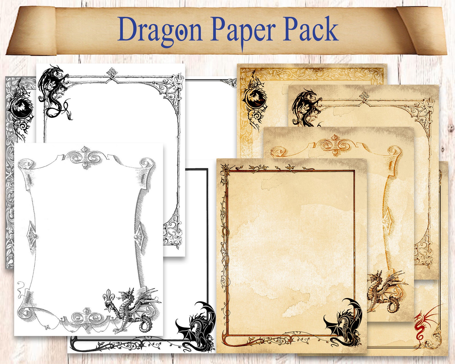 40 Digital Dragon Book of Shadows Sheets / Draconic Journal - Etsy