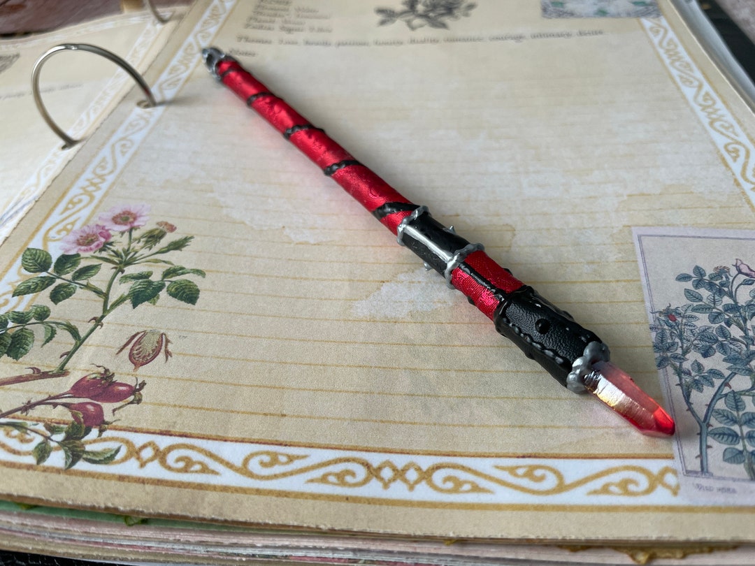 Red Witch Magic Wand Writing Pen. Reusable Magick Spell Pen With Faux ...