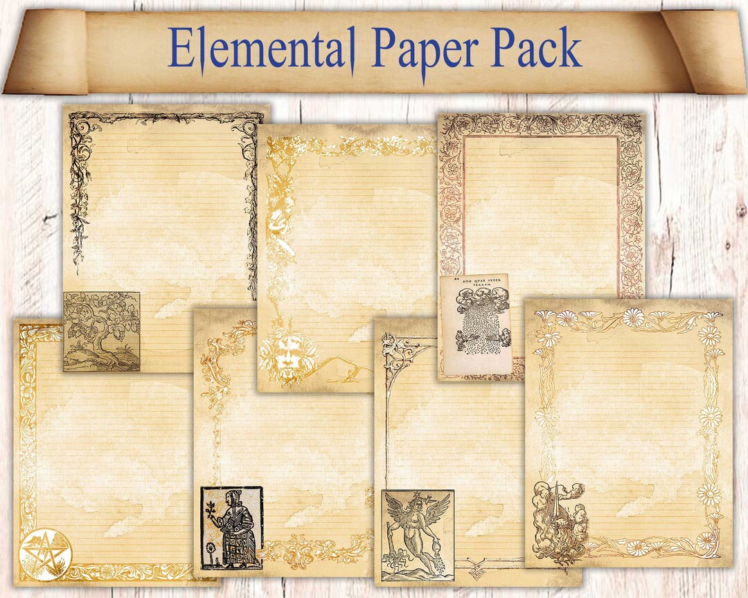 20 Pages of Elemental Witch Book of Shadows Paper. Binder Refill Pages Download. Elements ...