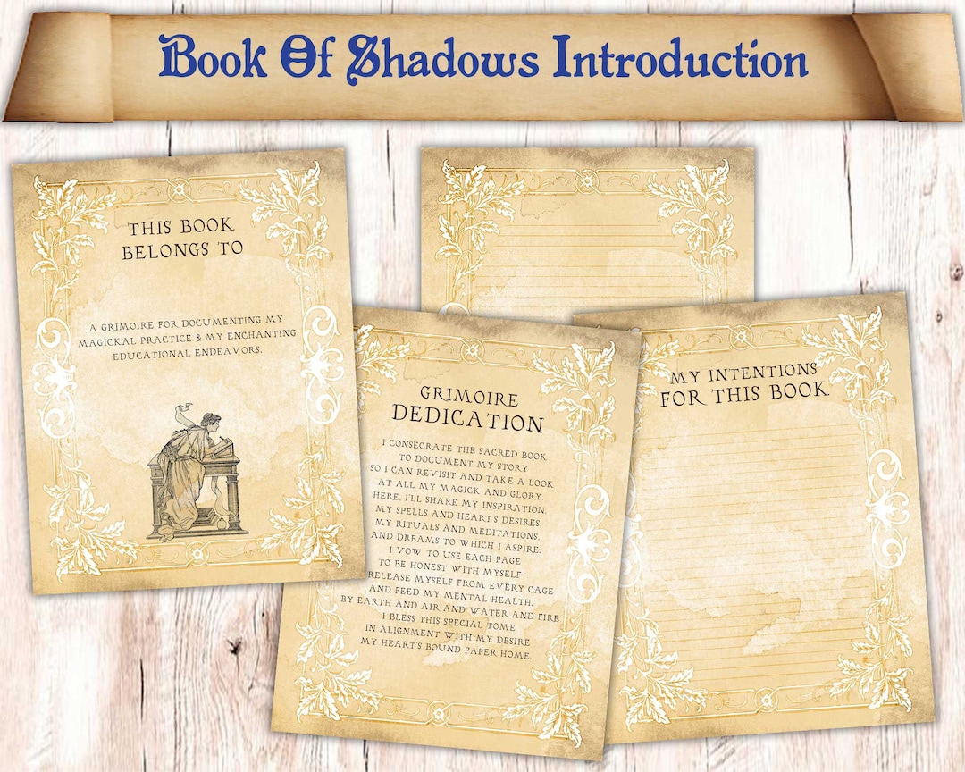 Grimoire Introduction Sheets. Book of Shadows Intro Workbook. Pagan ...