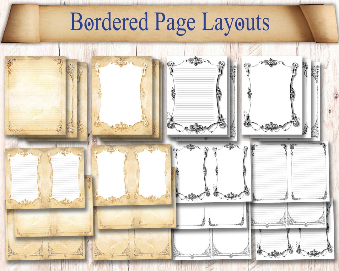 400 Digital Pages of Bordered Book of Shadows Paper. Ornate Binder ...