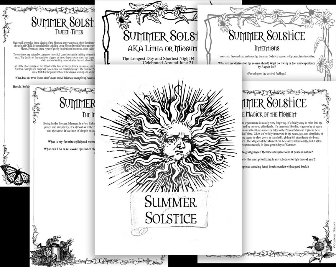 Wheel of the Year Summer Solstice Book of Shadows Pages. Litha - Etsy