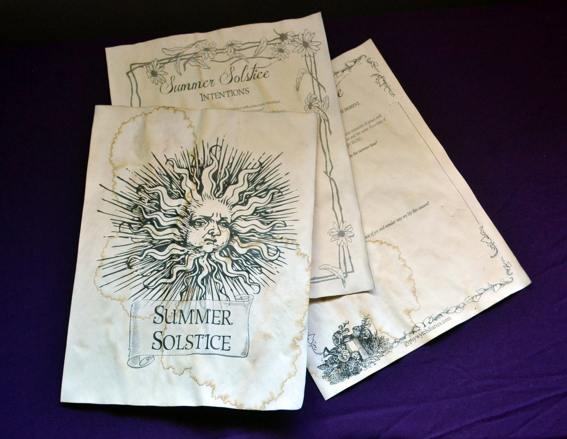 Wheel of the Year Summer Solstice Book of Shadows Pages. Litha - Etsy