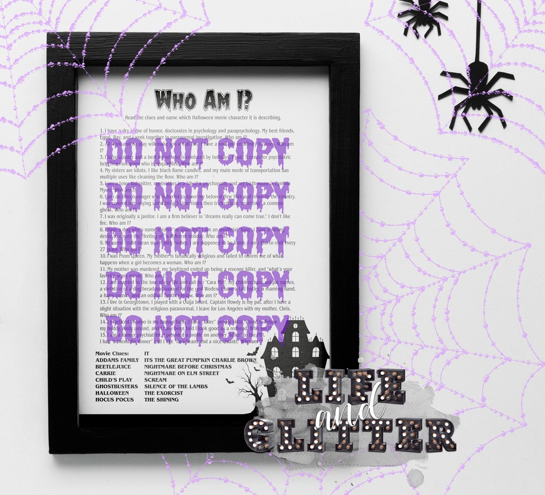 Halloween Movie Character Game: Who Am I? (digital Download) - Etsy