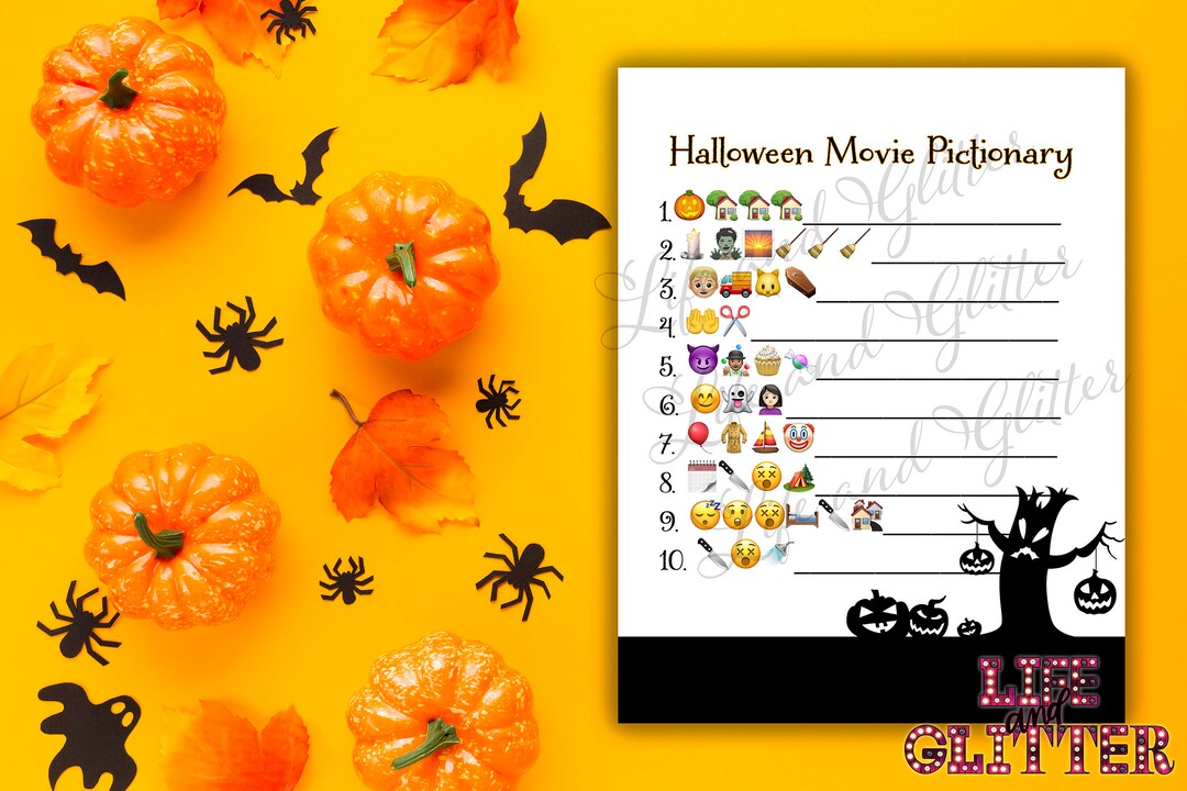 Halloween Movie Emoji Pictionary Game: Printable Party Activity ...