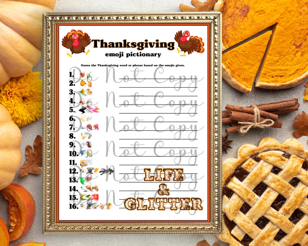 Thanksgiving Emoji Pictionary Game: Family Holiday Fun (digital ...