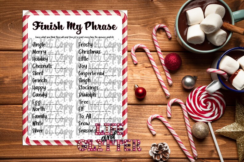 Christmas Finish My Phrase Game: Holiday Party (digital Download) - Etsy