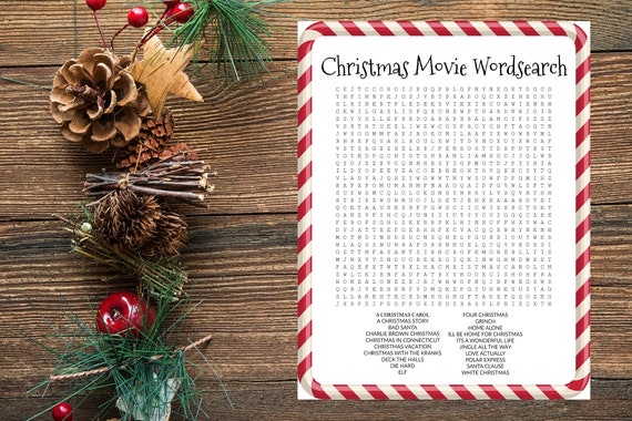 Christmas Movie Word Search Ugly Christmas Sweater Party | Etsy