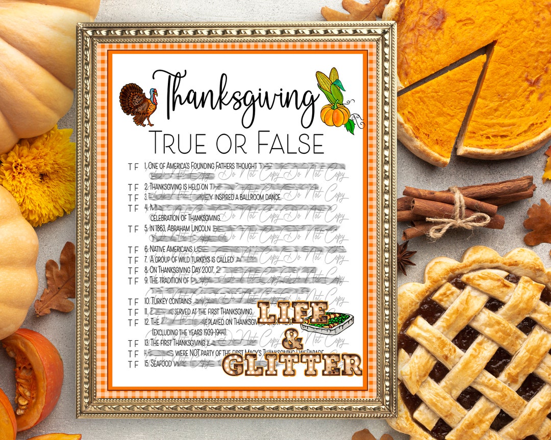 Thanksgiving True or False Game: Family Holiday Party (digital Download ...