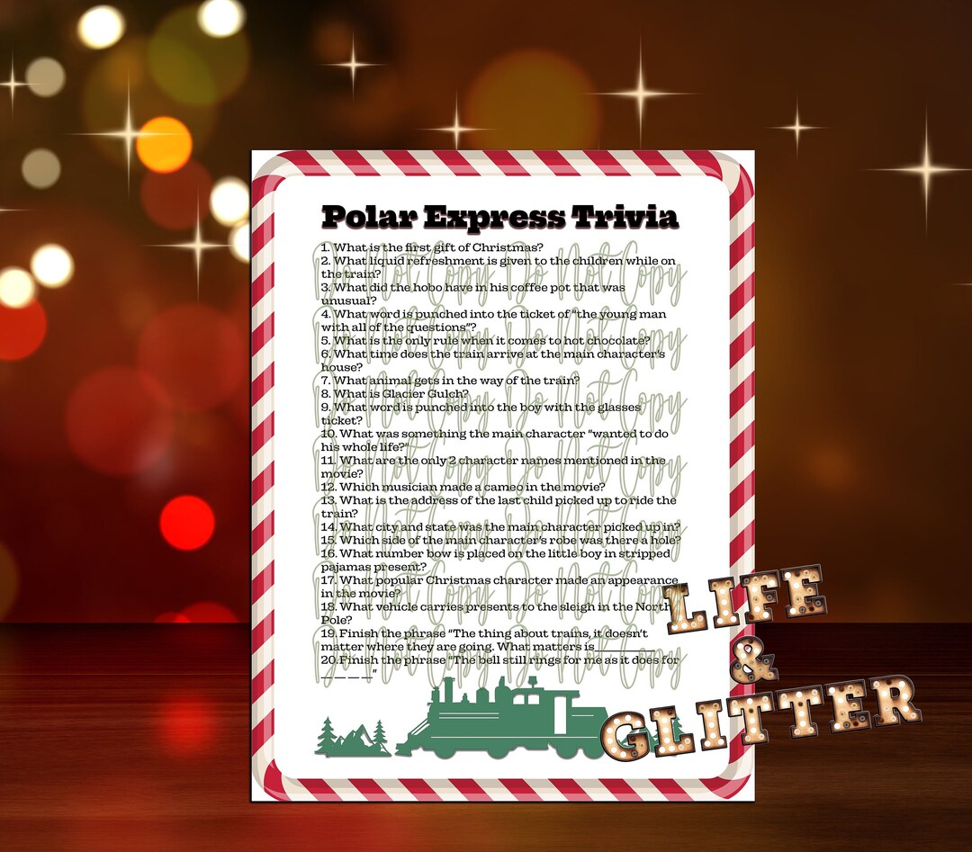 Polar Express Trivia Game: Christmas Movie Night (digital Download) - Etsy