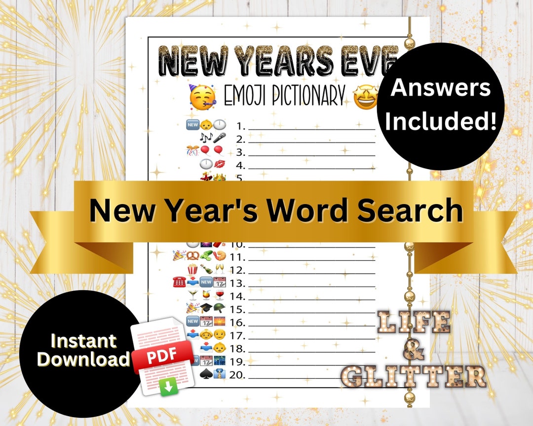 New Year's Eve Emoji Pictionary Party Game, Happy New Year 2026, Ball ...