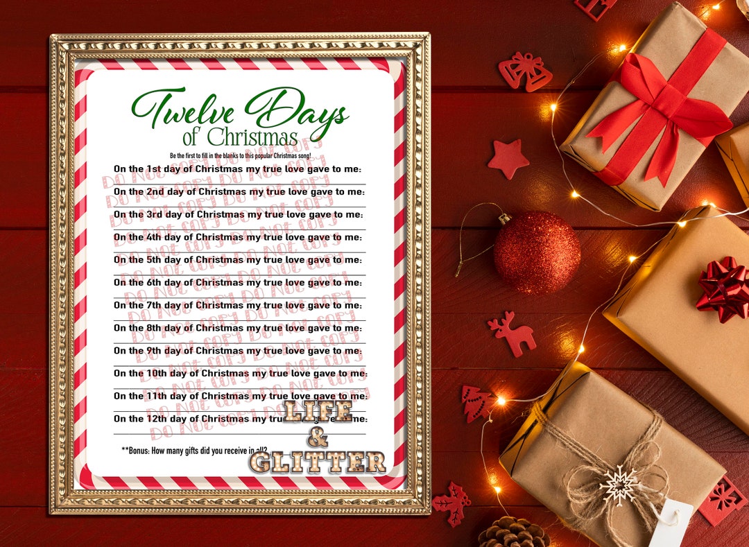 12 Days of Christmas Trivia Game: Printable Holiday Party (digital ...