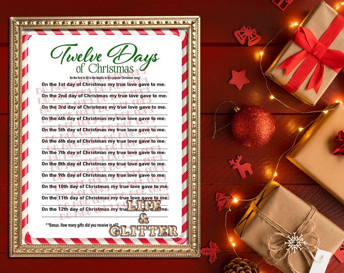 CHRISTMAS BARGAIN BUNDLE - 12 Days of Christmas- Christmas Gift Tags ...