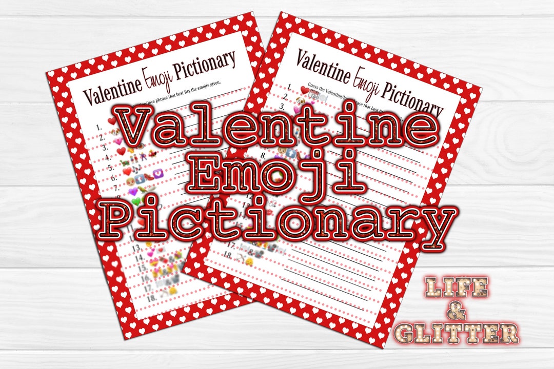 Valentine Emoji Pictionary Game, Valentine Game, Valentine's Day, Game ...