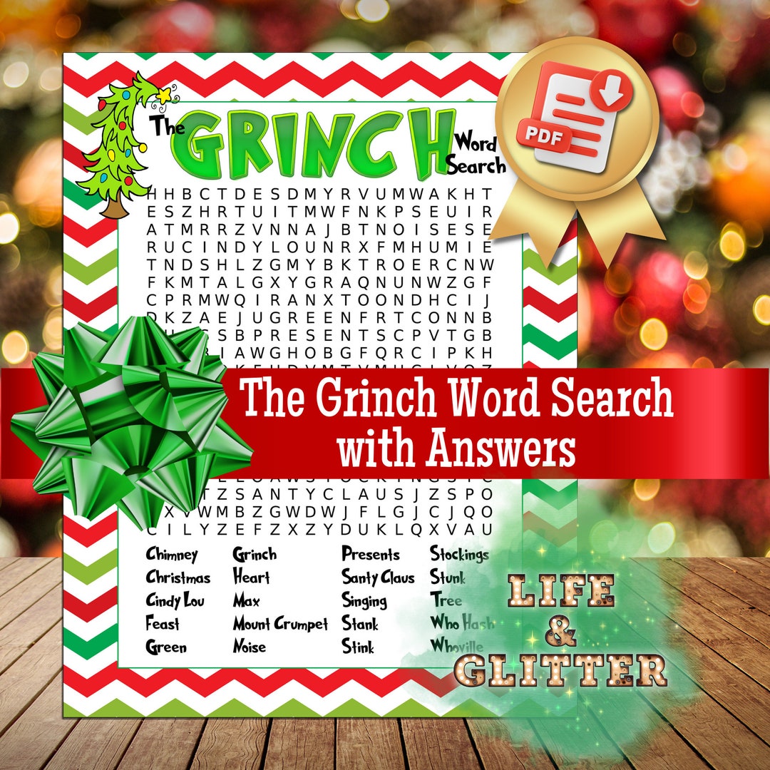 How the Grinch Stole Christmas Movie and Book Word Search, Dr. Seuss ...