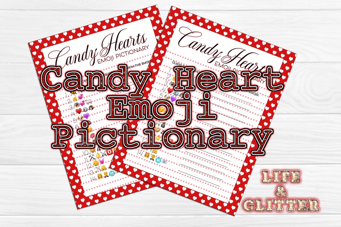 Candy Heart Emoji Pictionary Game: Valentine's Party (digital Download ...