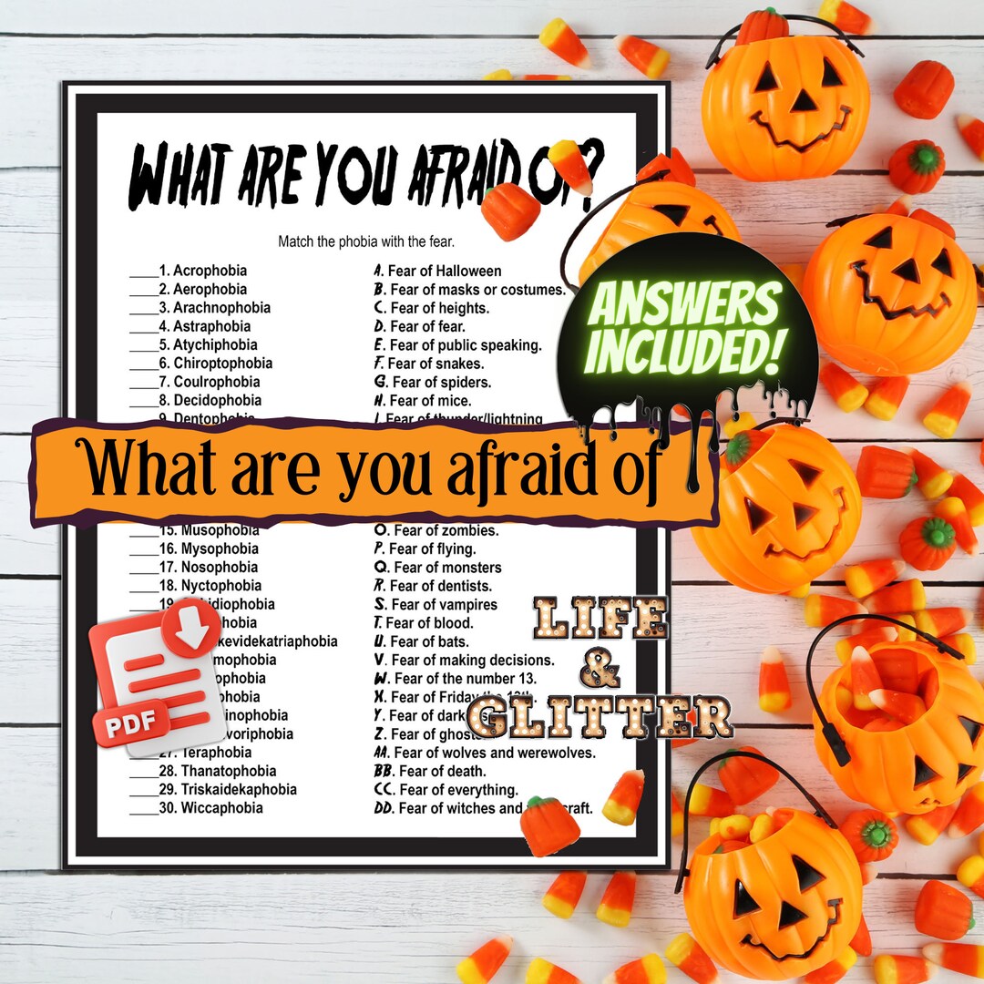 What Are You Afraid Of, Answers Included, Phobias, Halloween Games ...