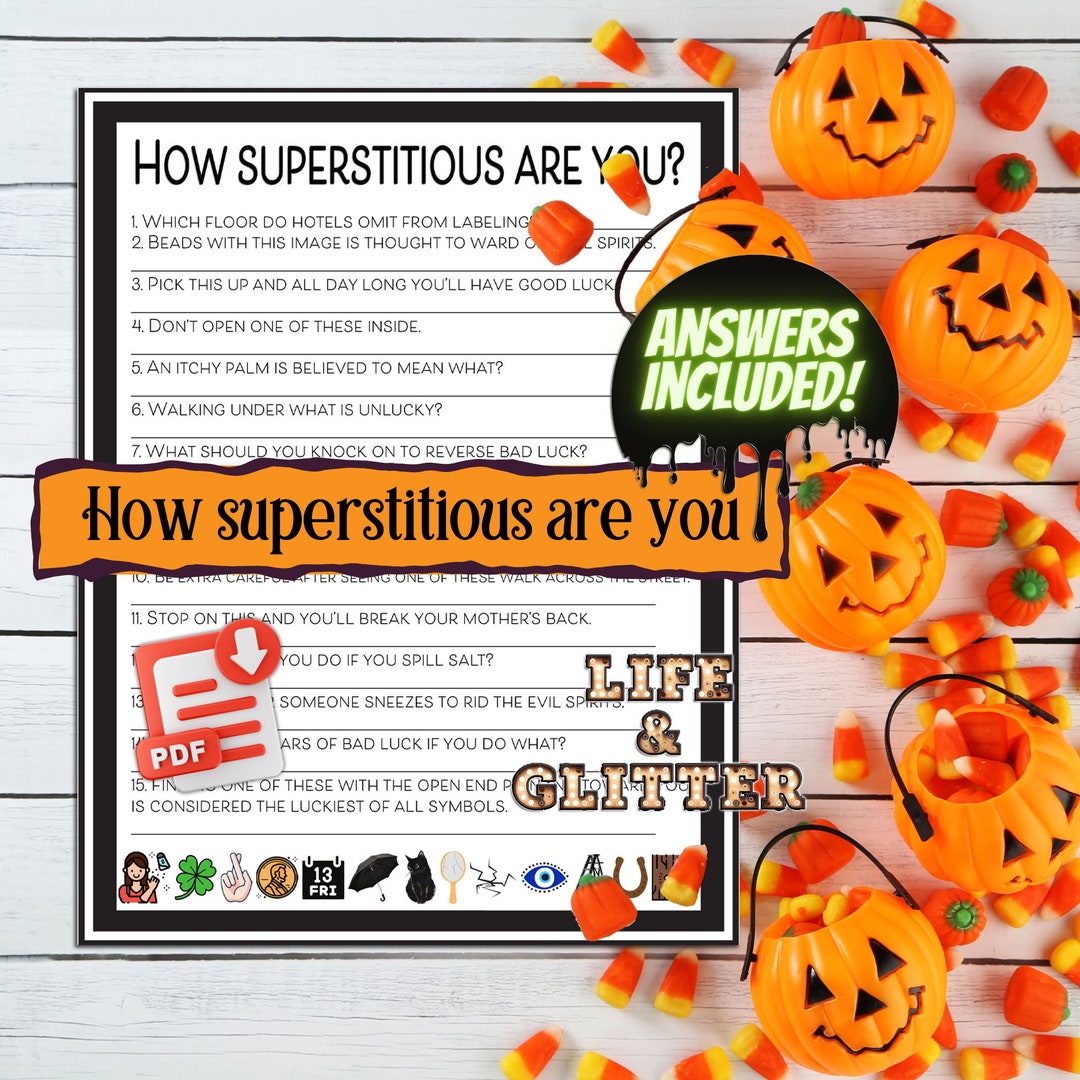 Halloween Superstition Game: Witches, Fears, Lucky Charms (PDF) - Etsy