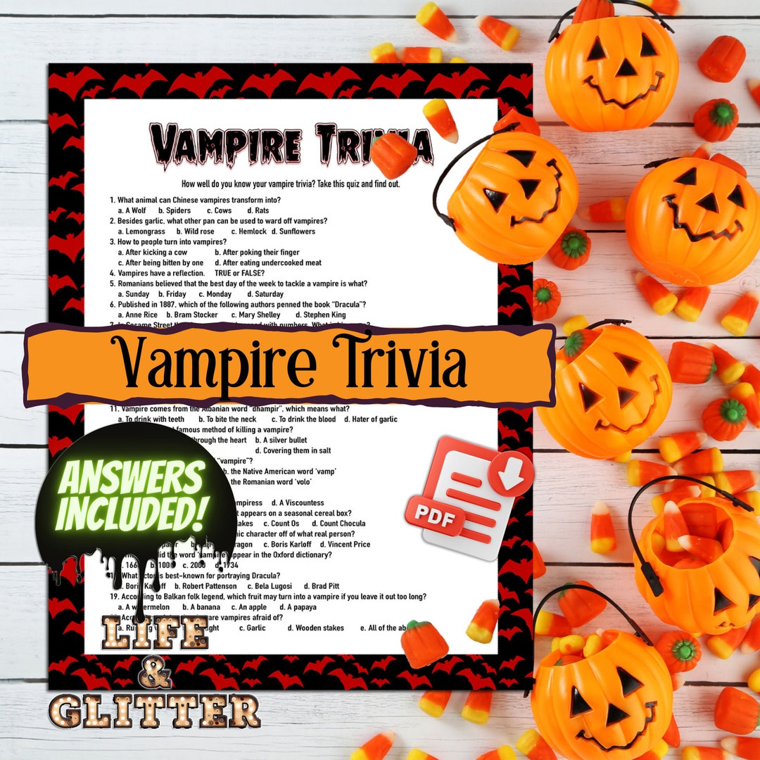 Vampire Trivia Answers Included, Halloween Trivia, Vampires, Halloween ...