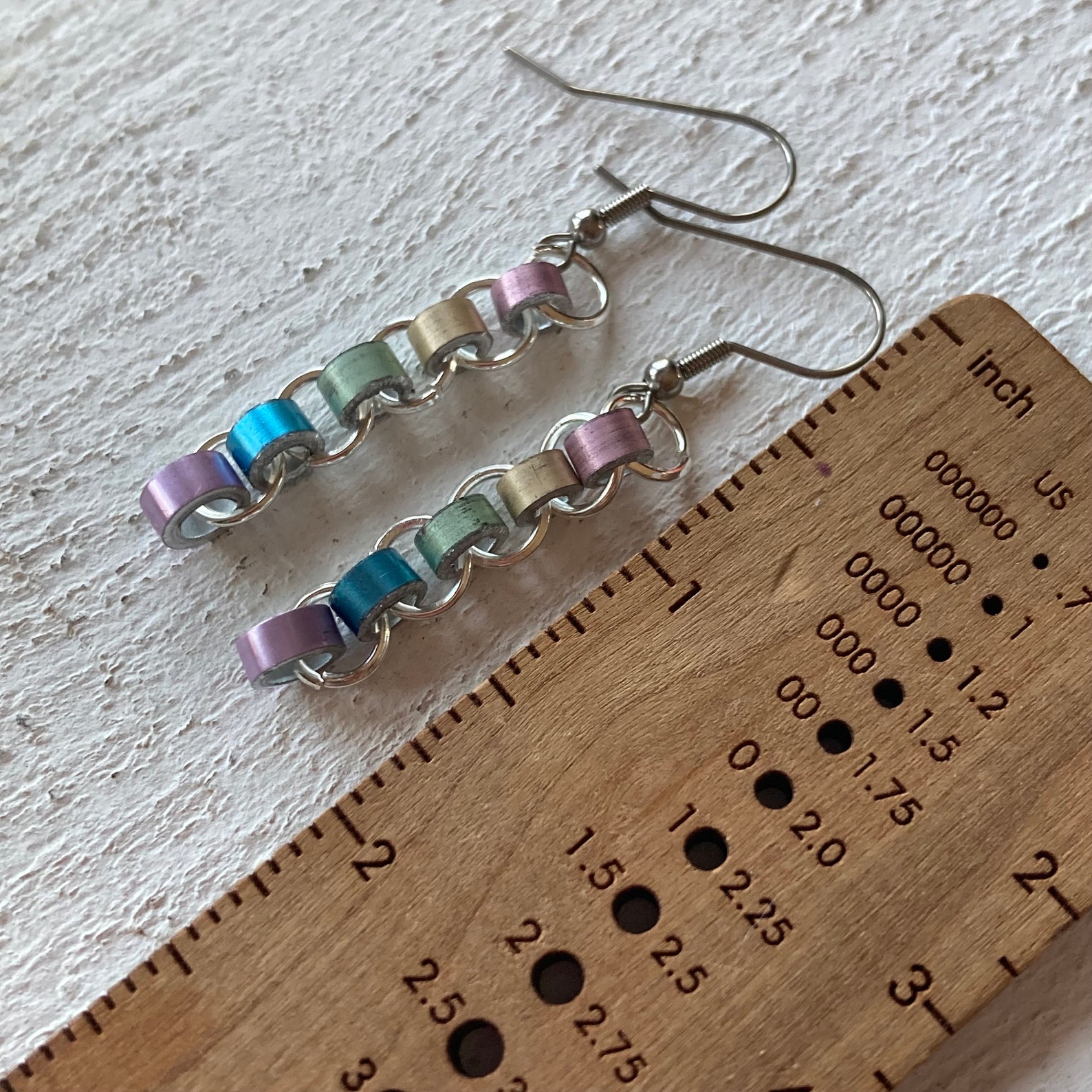 Earrings- Recycled Knitting Needle & Glass Beads, Pastels. 2 Styles - Etsy