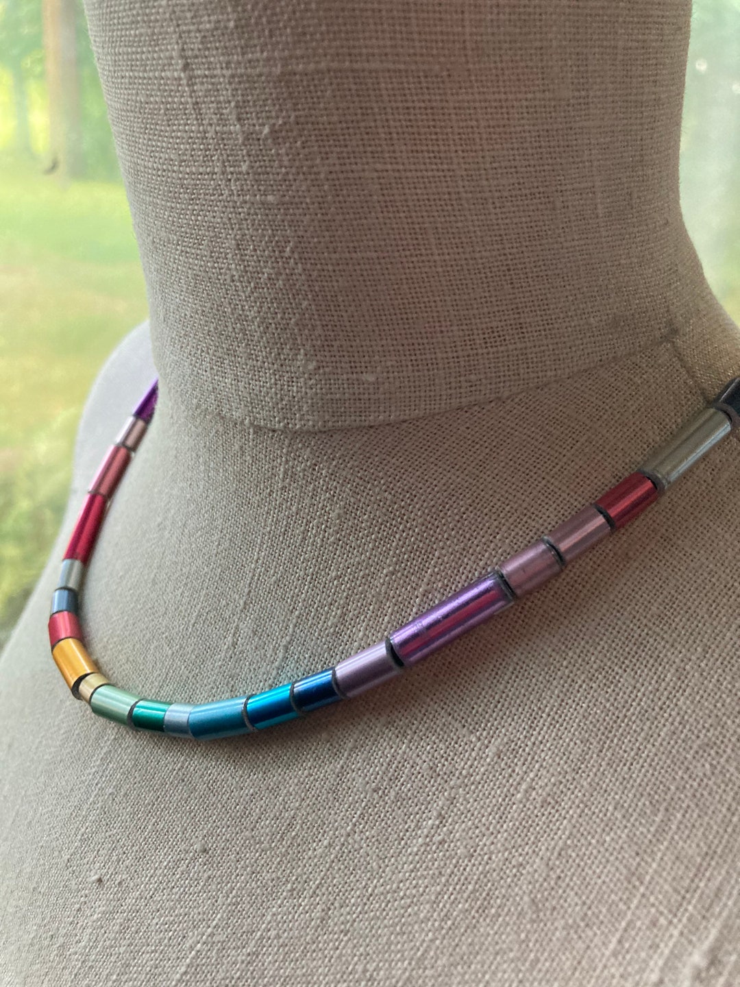 Long Bead Necklace, Recycled Knitting Needles, Clasp Too! 20" Length - Etsy