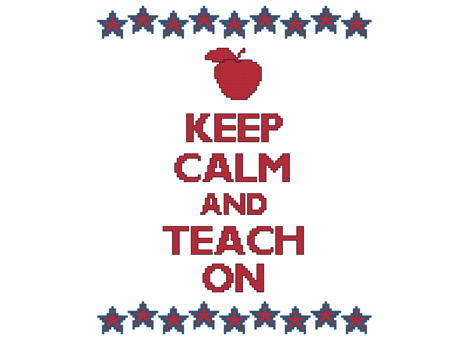 Keep Calm and Teach on Cross Stitch Pattern - Etsy