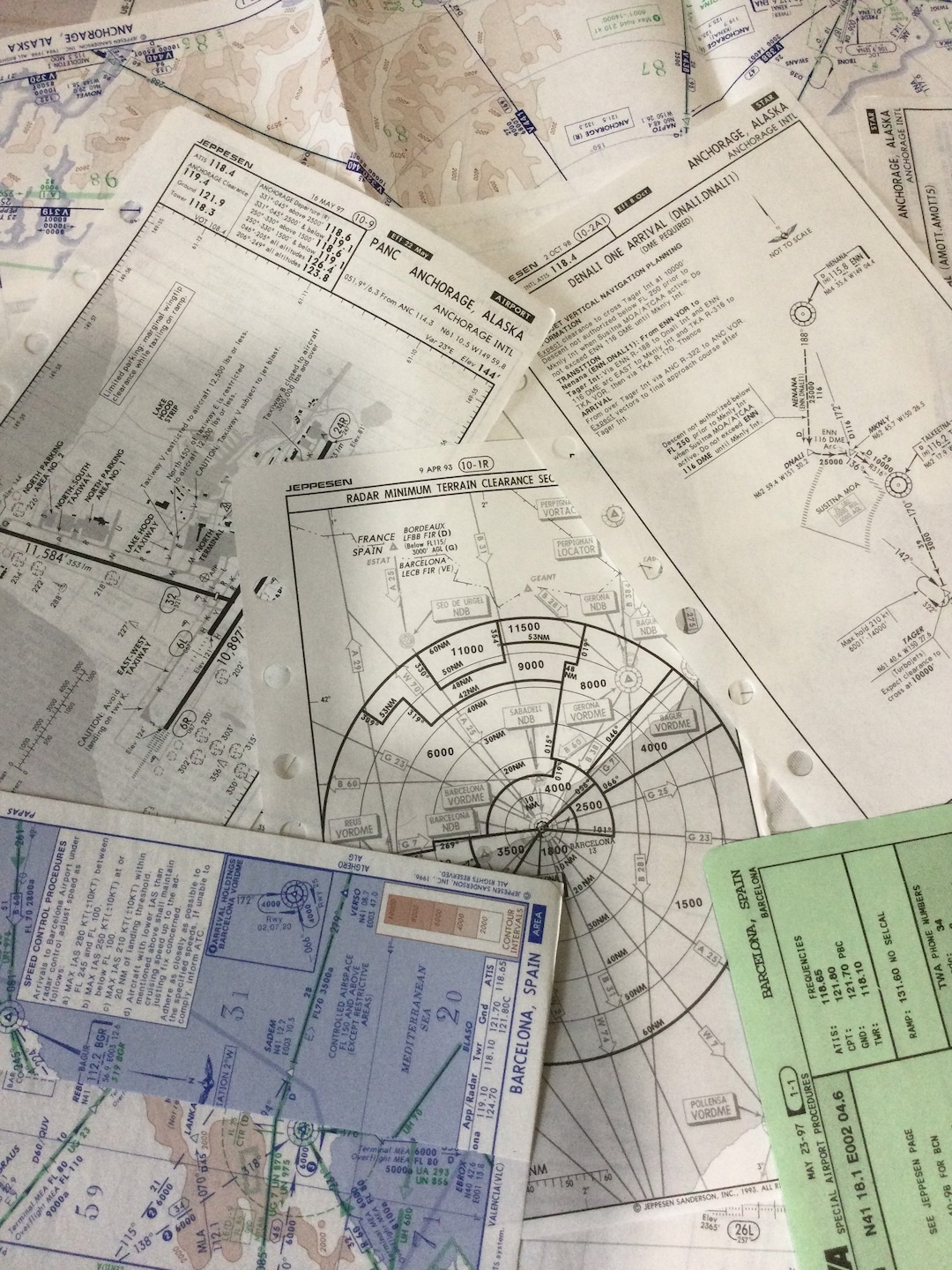 50 Vintage Flight Aviation Pilots Maps, Coordinates, Paper Ephemera ...