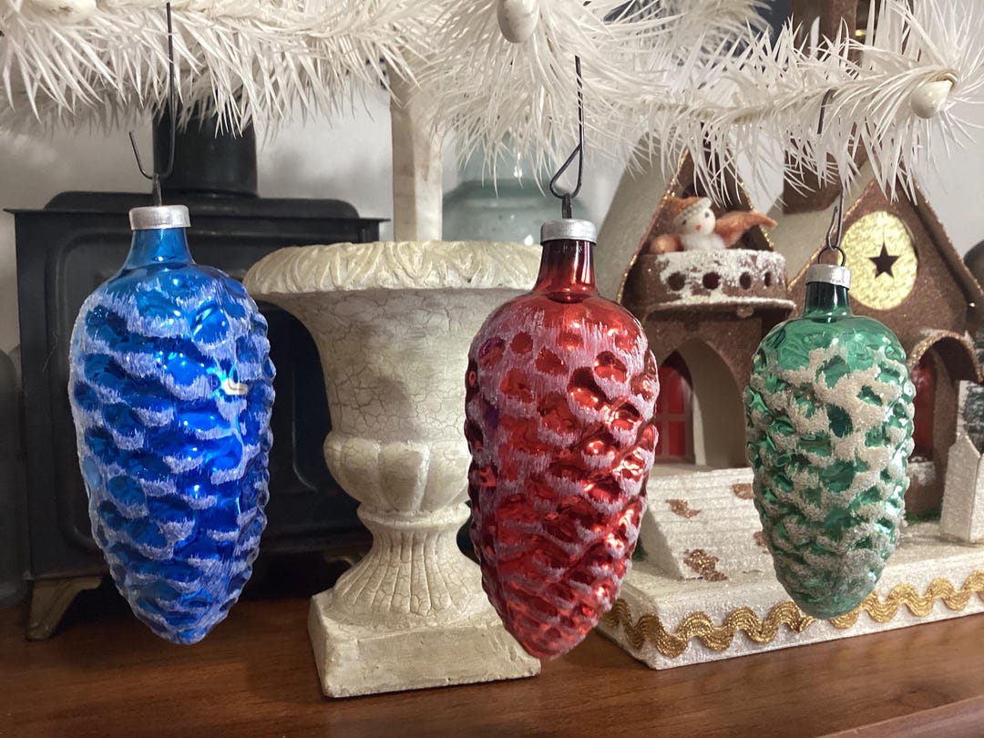 3 Mercury Glass Mica Christmas Ornament Pinecones Austria - Etsy