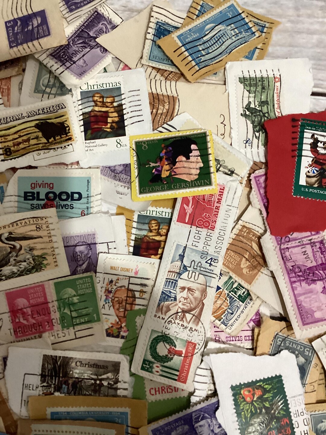 100 Pc Old Vintage Cancelled US Cancelled Stamps, Paper Ephemera, Junk ...