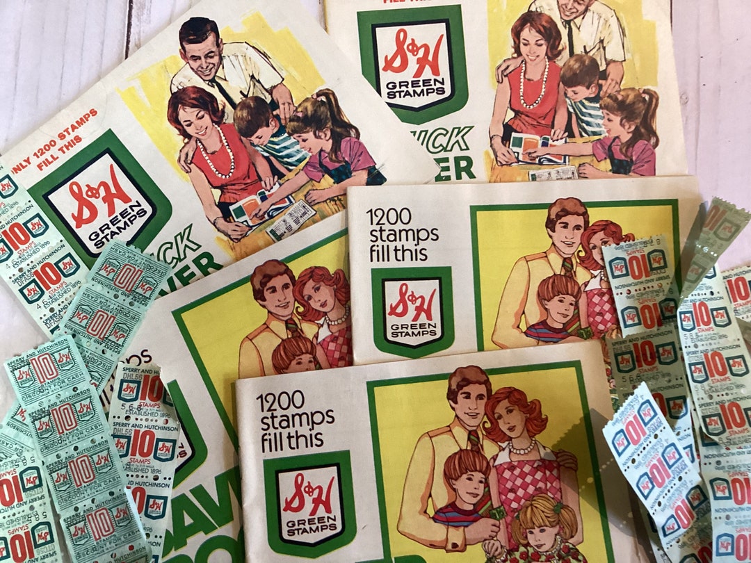Five Vintage S & H Green Stamp Books, 50 Stamps, Junk Journal, Paper ...