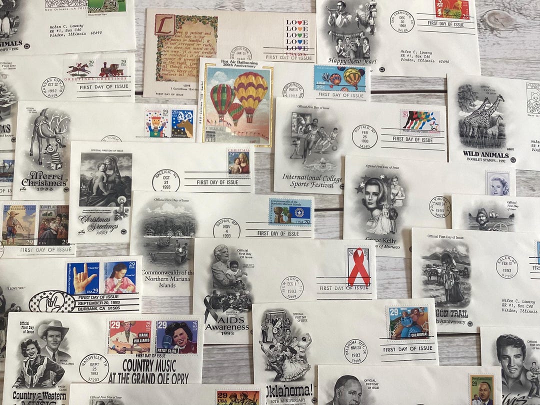 25 First Day Covers, Stamps, Postage Stamps, Junk Journal, Scrapbooking ...