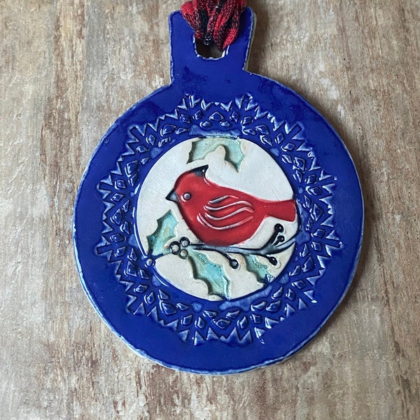 Cardinal Pottery Ornament - Etsy