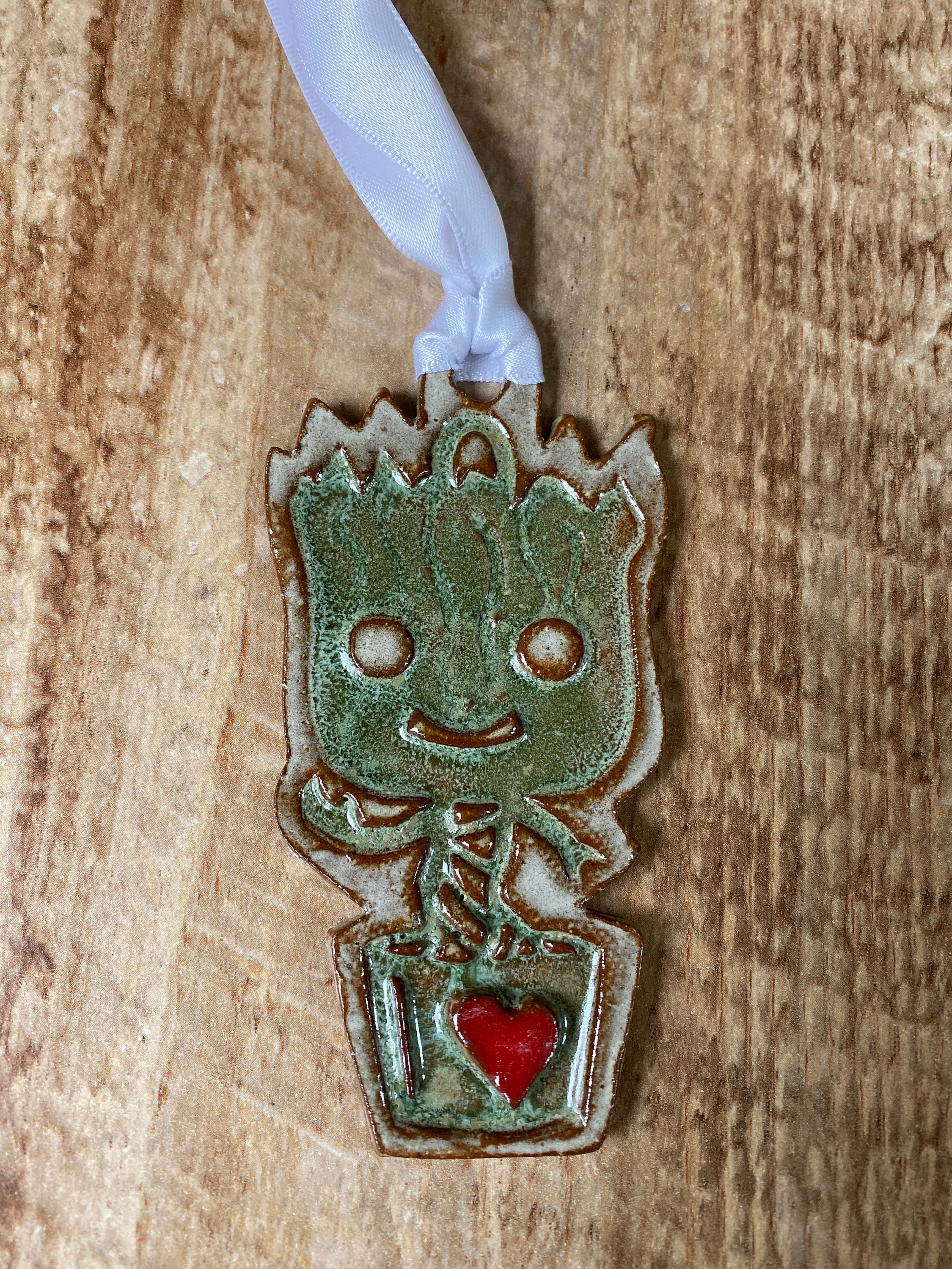 Handmade pottery baby Groot Christmas ornament | Etsy