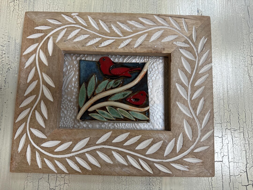 3D Ceramic Red Cardinal Bird Framed - Etsy