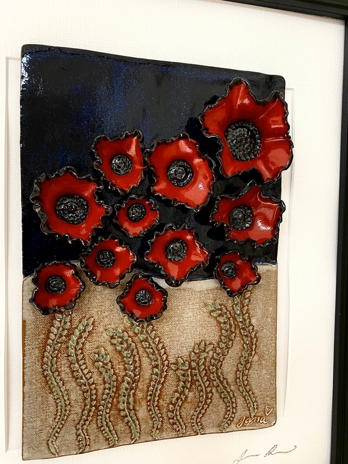 Handmade Pottery Poppy Flowers Framed Wall Art - Etsy