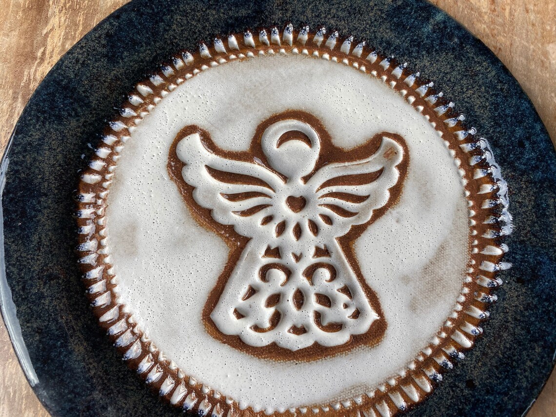Handmade Pottery Plate With Angel - Etsy