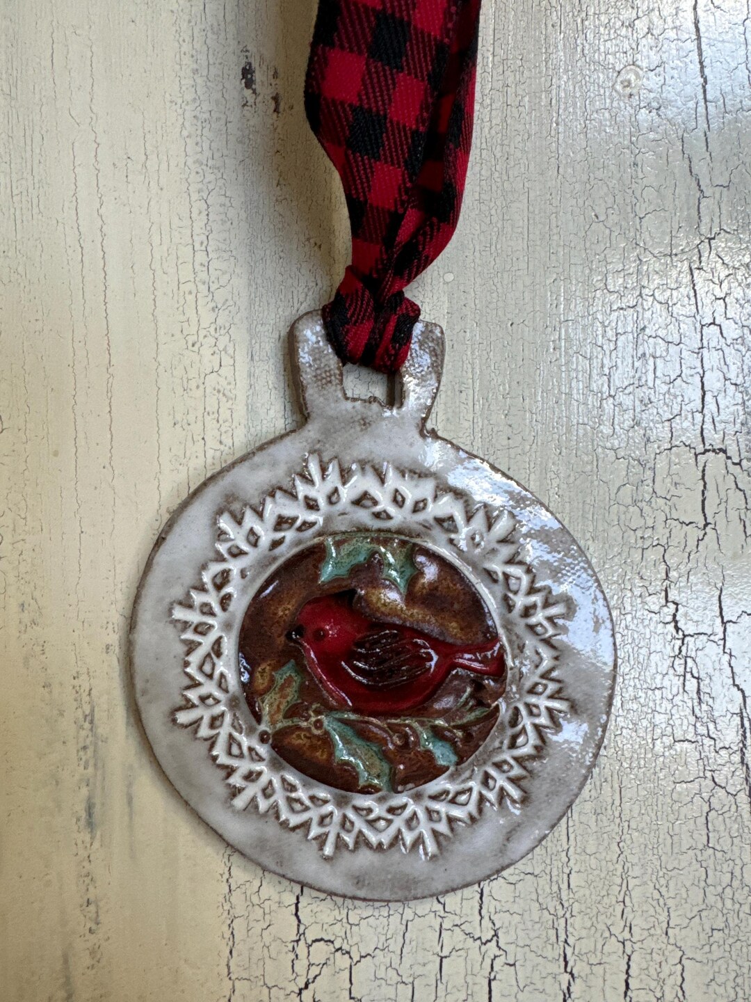 Handmade Pottery Red Cardinal Bird Christmas Ornament - Etsy
