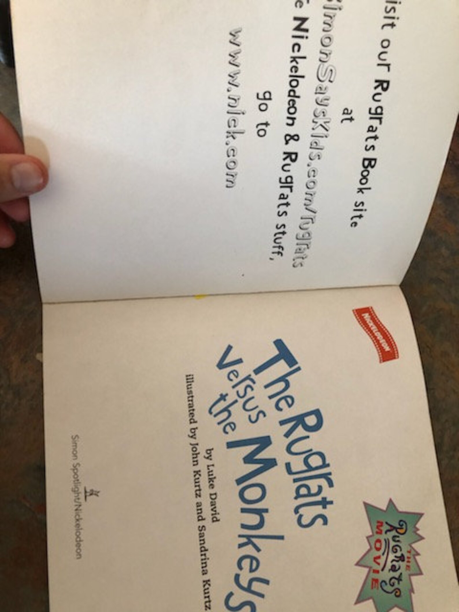 1998 Paperback Nickeloden the Rugrats Versus the Monkeys, the Rugrats ...